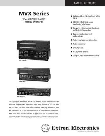 Extron electronic MVX 88 VGA A Switch User manual | Manualzz