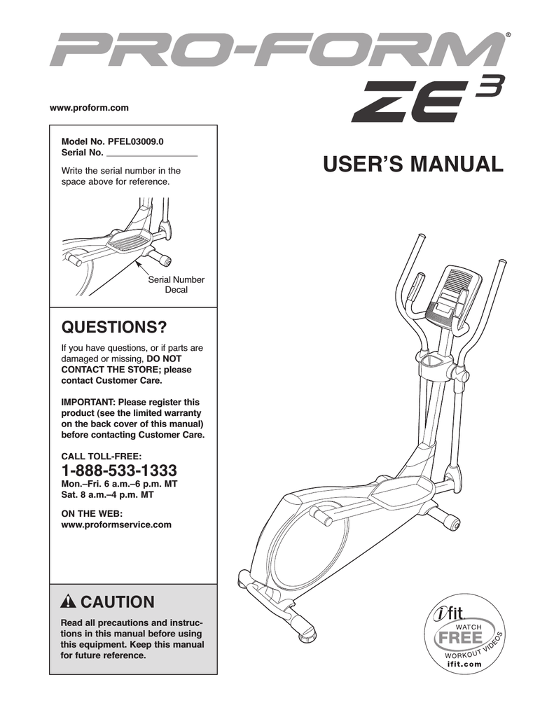 Elliptical Stride Trainer 380 Manual
