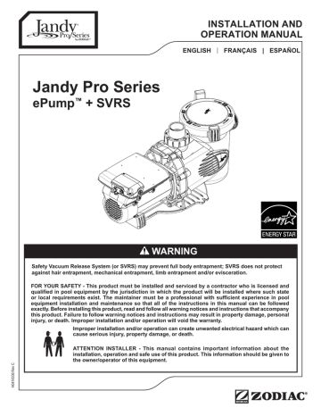 Jandy Pro Series ePump + SVRS Manual | Manualzz