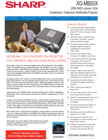 Sharp XG-MB50X 2000 Projector User manual | Manualzz