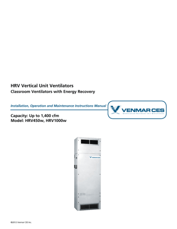 HRV HRV450w, HRV HRV1000w Installation, Operation and Maintenance ...