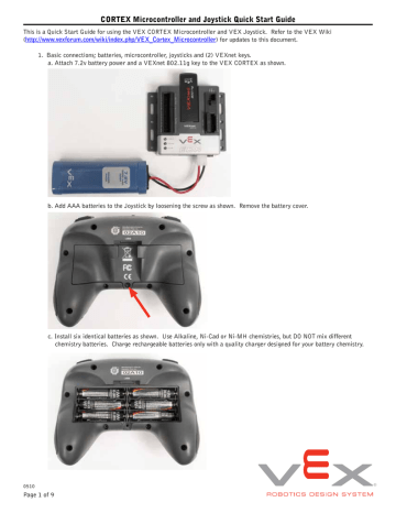 VEX CORTEX Microcontroller and Joystick Quick Start Guide | Manualzz