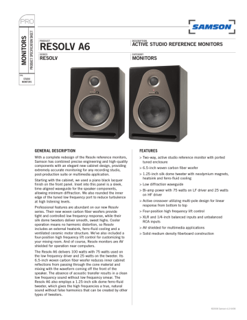 Samson RESOLV A6 Speaker System User manual | Manualzz