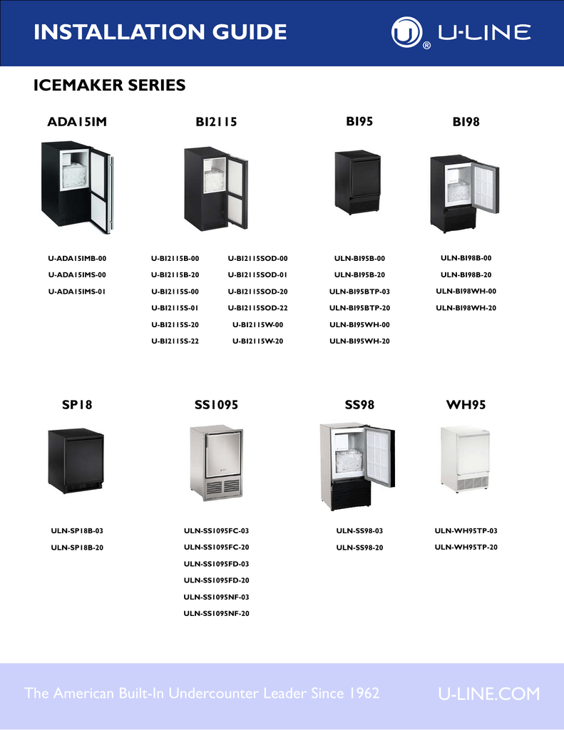 U-Line 2000 Series Installation guide | Manualzz
