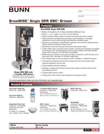 Bunn-O-Matic Single GPR DBC General Manual | Manualzz