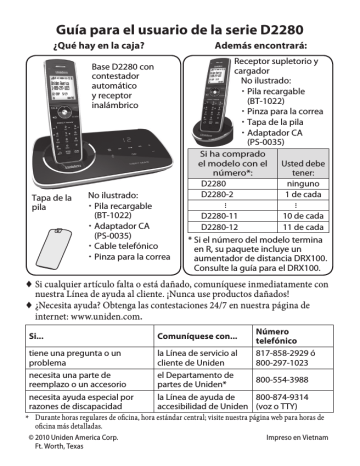 Uniden D2280-2 El manual del propietario | Manualzz