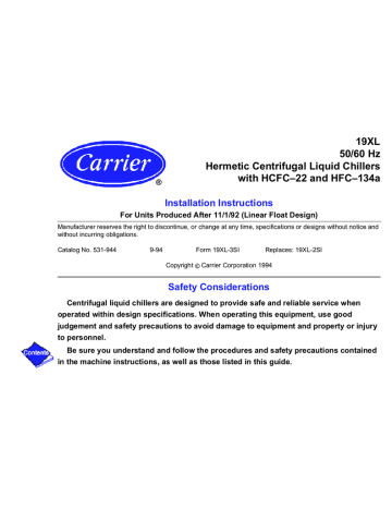 Carrier 19XL Specifications | Manualzz