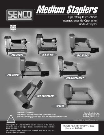Senco SLS20, SLS22, 1W0002N, 490105N Manual de usuario | Manualzz