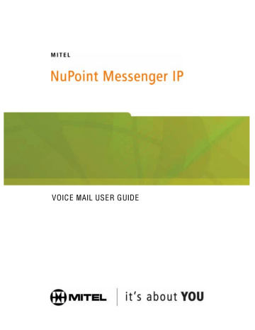 Voice Mail NuPoint Messenger IP User Guide | Manualzz