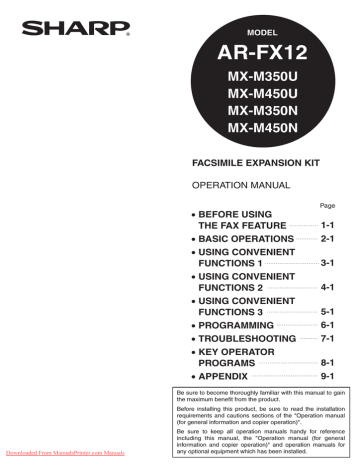 Sharp MX-M350-U Facsimile Operation Manual | Manualzz