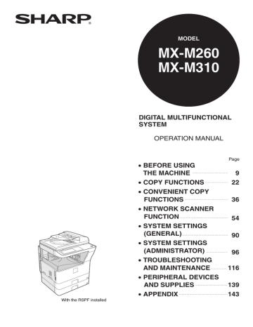 Sharp MX-M260 Specifications | Manualzz