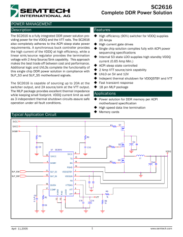 Semtech DDR Power Solution SC2616 Datasheet | Manualzz