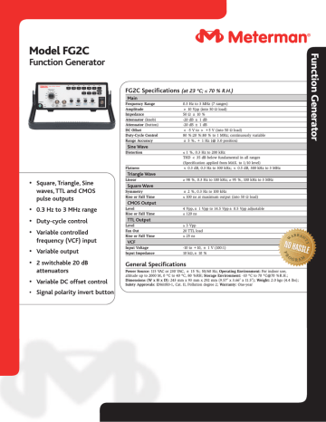 Wavetek 2C Function generator Data Sheet | Manualzz