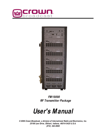 Crown FM 10000 RF Transmitter Package User's Manual | Manualzz