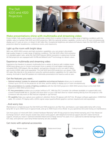 Dell 4320 Projector Product sheet | Manualzz