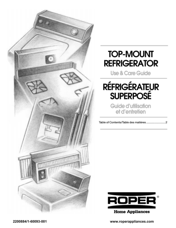 Roper Refrigerator Use & Care Guide | Manualzz