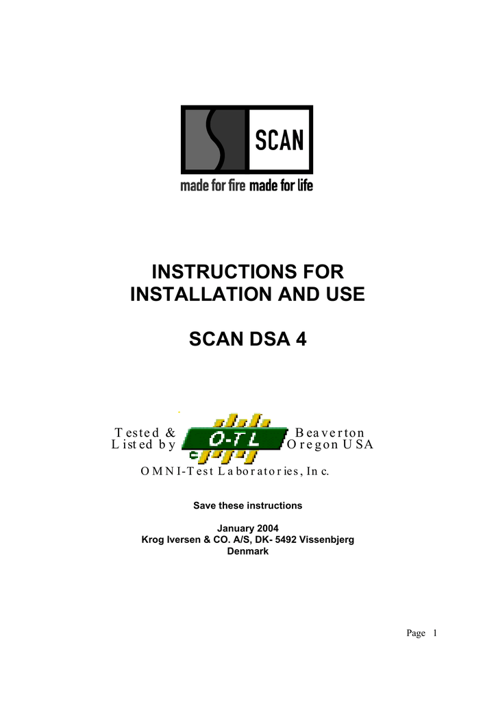 SCAN DSA 4 Instructions For Use Manual | Manualzz