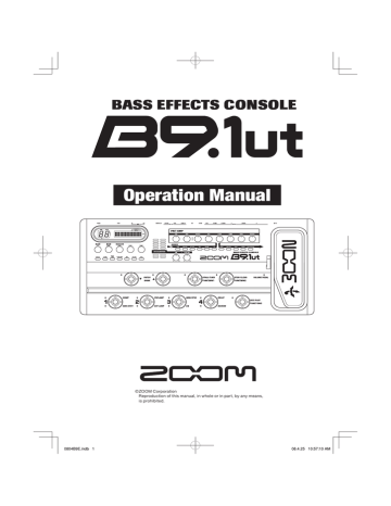 Zoom B9.1ut Bass Effects Console Operation Manual | Manualzz