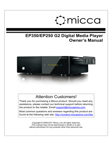Micca G2 EP350/G2 EP250 Digital Media Player Owner's Manual | Manualzz
