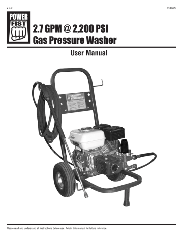 Princess auto 600 PSI GAS PRESSURE WASHER Manuel utilisateur | Manualzz