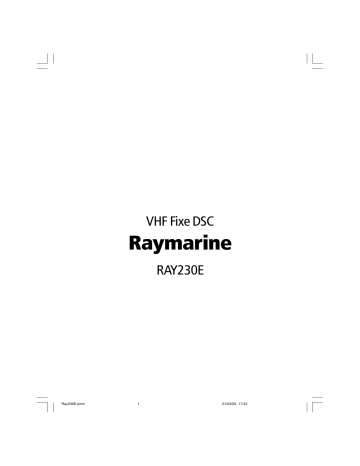 Manuel d'utilisation Radio VHF fixe RAY230E | Manualzz