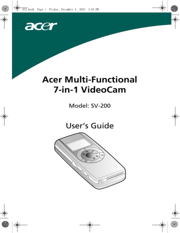 Acer SV-200 User’s Guide | Manualzz