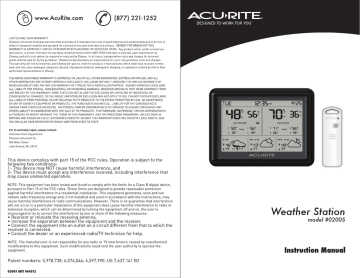 AcuRite Weather Station 02005 Instruction Manual | Manualzz
