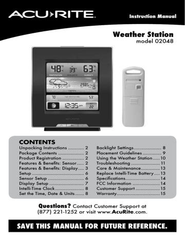 AcuRite Weather Station 02048 Instruction Manual | Manualzz
