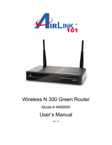 Wireless Router N 300 Green AR685W User’s Manual | Manualzz