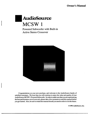 AudioSource MCSW 1 Owner's Manual | Manualzz