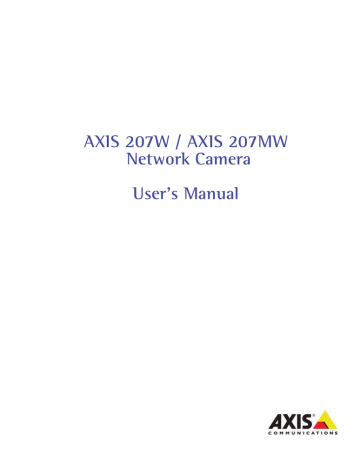Axis 207W, 207MW Network Camera User Manual | Manualzz