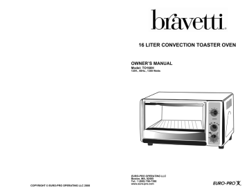 Bravetti TO160H Convection Toaster Oven Manual | Manualzz