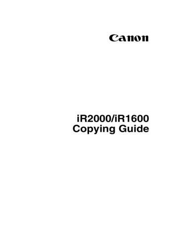 Canon iR2000, iR1600 Copying Guide | Manualzz