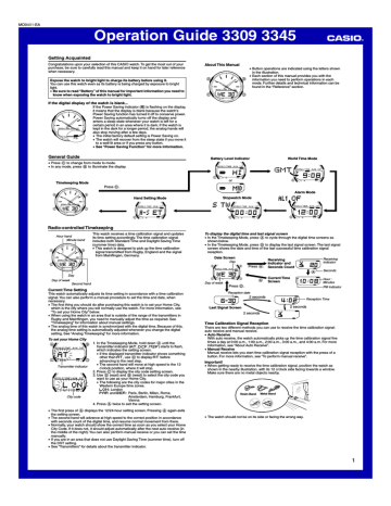 CASIO Watches 3309, 3345 Operation Guide | Manualzz