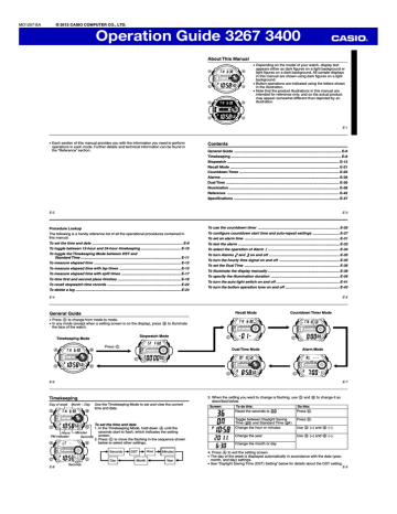 CASIO Watch 3267 3400 Operation Guide | Manualzz