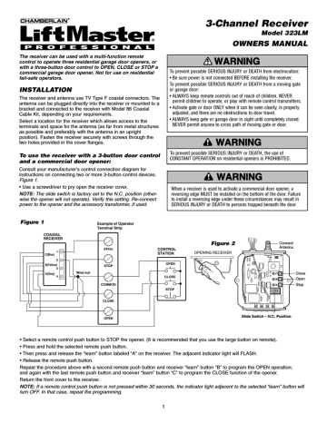 LiftMaster 323LM 3-Channel Receiver Owners Manual | Manualzz