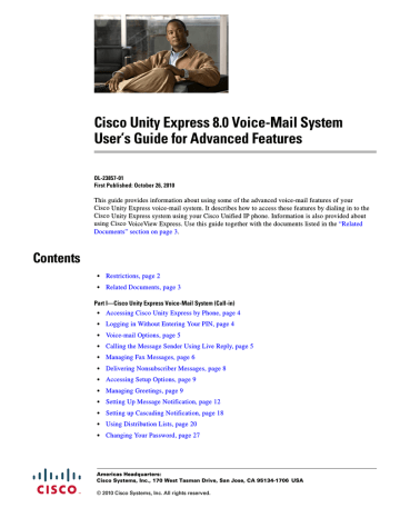 Cisco Unity Express 8.0 User's Guide | Manualzz
