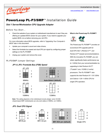 CPU upgrade adapter PL-P3/SMP Installation Guide | Manualzz