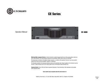 Power Amplifier CE 4000 Operation Manual | Manualzz