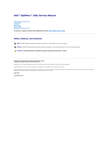 Dell OptiPlex 160L Service Manual | Manualzz