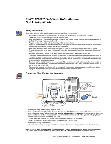 Dell 1702FP Quick Setup Guide | Manualzz