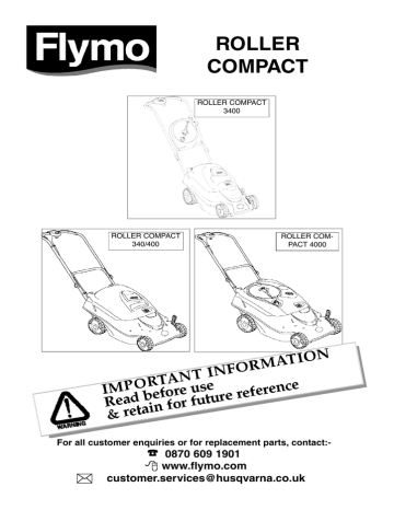 Flymo Roller Compact 3400, 340/400, 4000 Instruction Manual | Manualzz