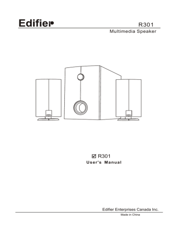 Edifier R301 Multimedia Speaker User Manual | Manualzz