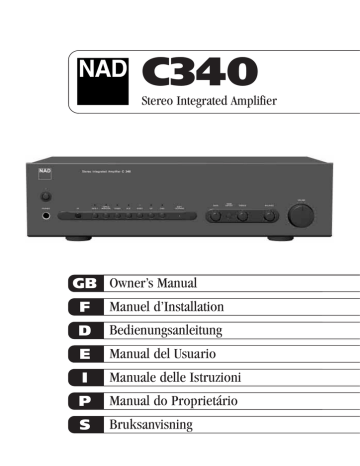NAD C 340 Stereo Integrated Amplifier Owner's Manual | Manualzz