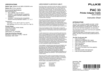 Fluke PAC 33 Instruction Sheet | Manualzz