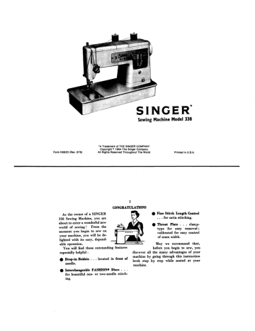 SINGER Sewing Machine Model 338 User Manual | Manualzz