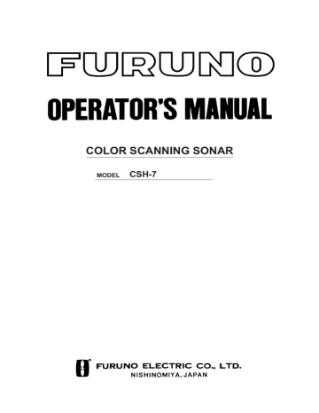 FURUNO CSH-7 Color Scanning Sonar Operator's Manual | Manualzz