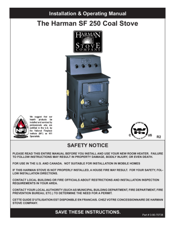 Harman SF 250 Coal Stove Manual | Manualzz