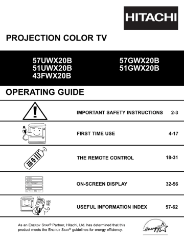 Hitachi 57SWX20B Projection Television User Manual | Manualzz