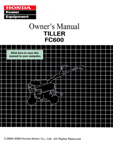 Honda FC600 Tiller Owner's Manual | Manualzz